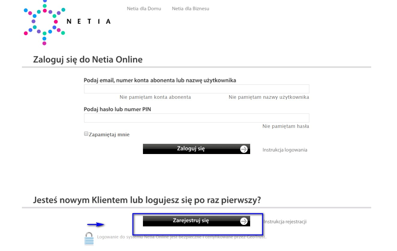 Loguję się w Netia Online pierwszy raz. Co mam zrobić - Pomoc - Netia